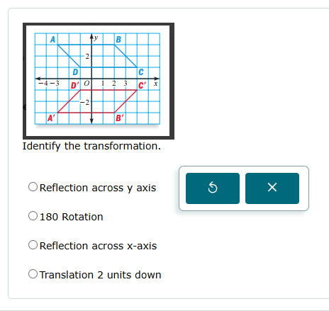Identify the transformation. Reflection | StudyX