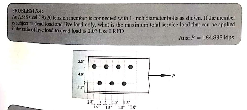 PROBLEM 34 An A588 steel C 9 20 tension | StudyX