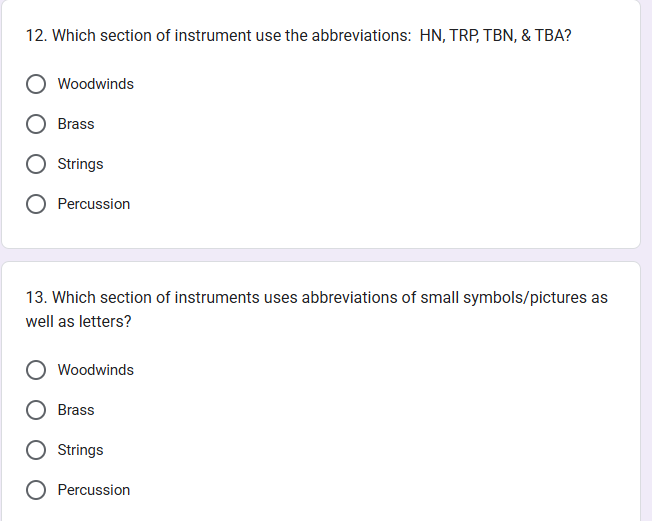 12. Which section of instrument use the | StudyX