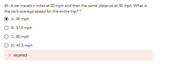 A car travels $x$ miles at $50 { mph}$ and | StudyX