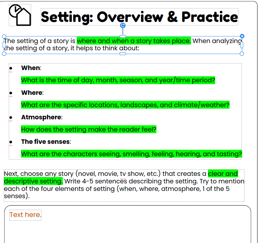 The setting of a story is where and when a | StudyX