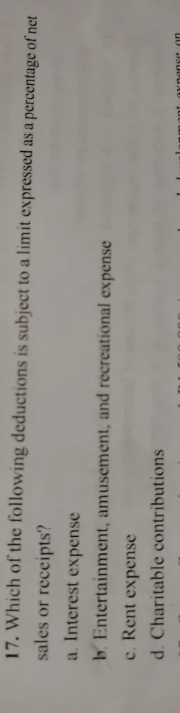 17. Which of the following deductions is | StudyX