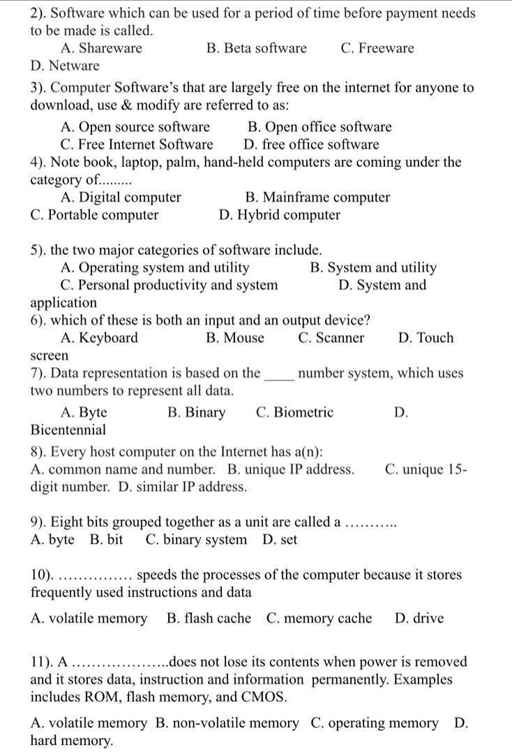 2). Software which can be used for a period | StudyX
