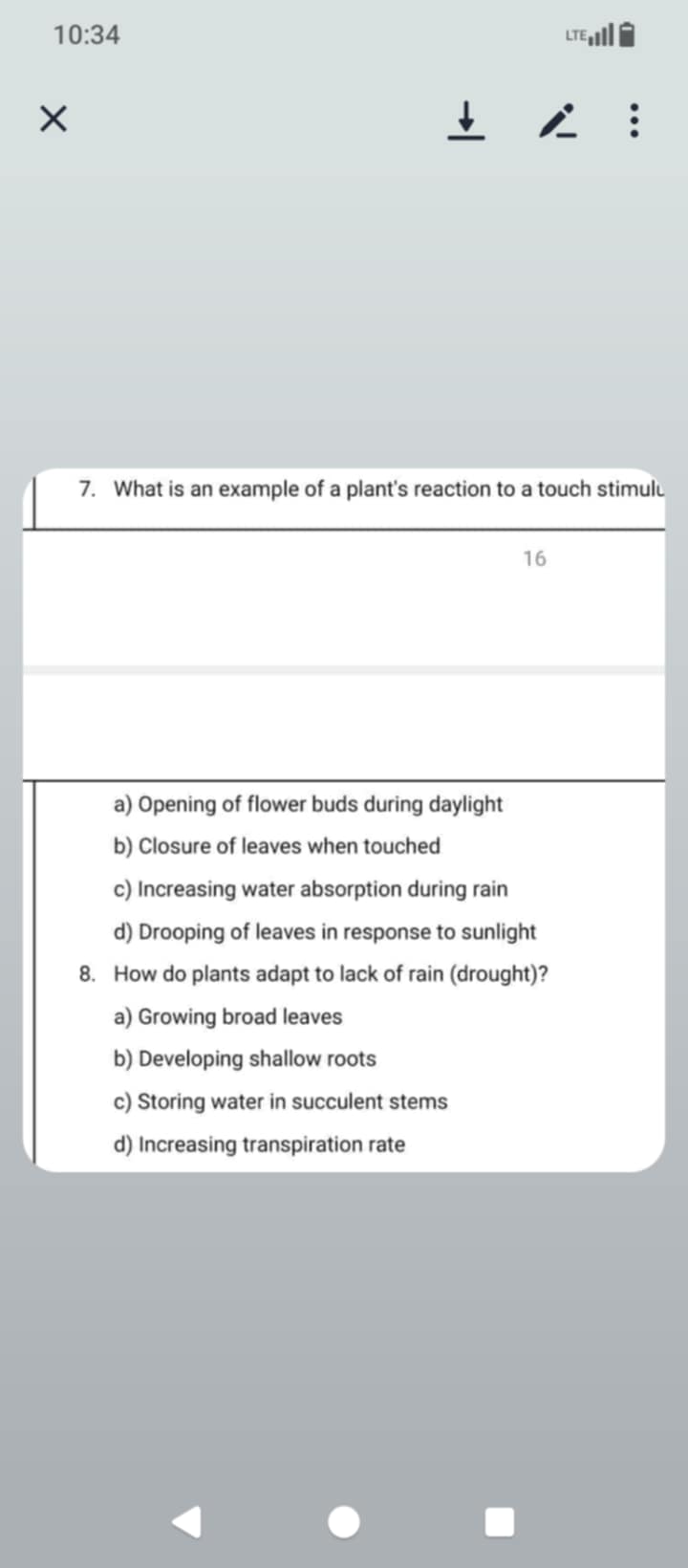 7. What is an example of a plant's reaction | StudyX