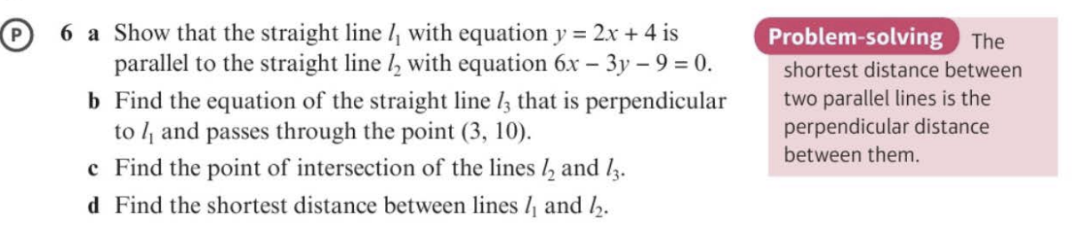 6 a Show that the straight line $l_1$ with | StudyX