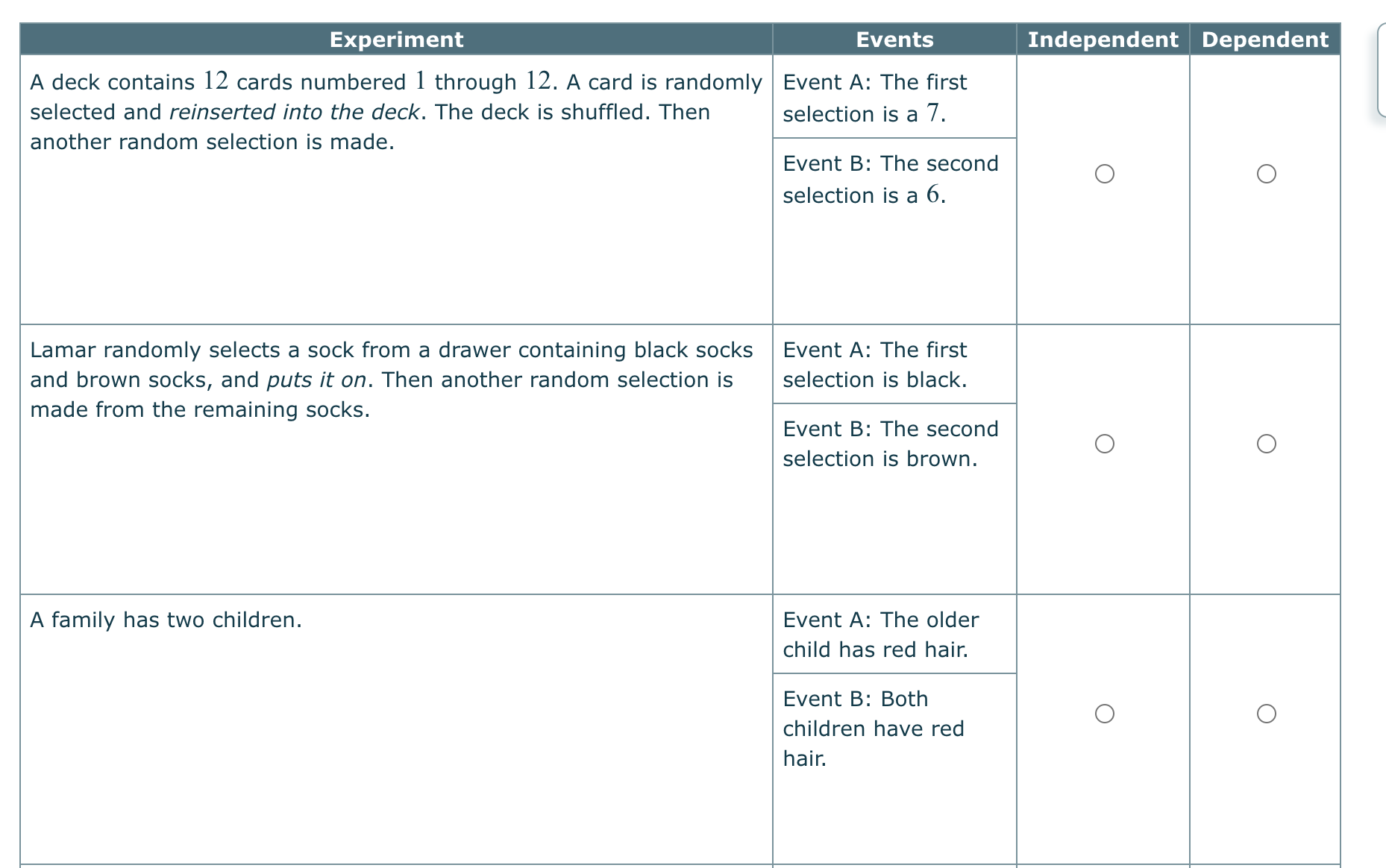 | Experiment | Events | Independent | | StudyX