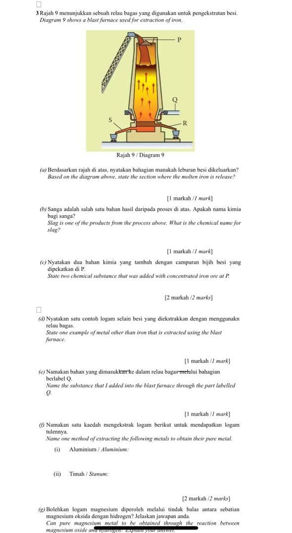 Rajah 9 menunjukkan sebuah relau bagas yang | StudyX