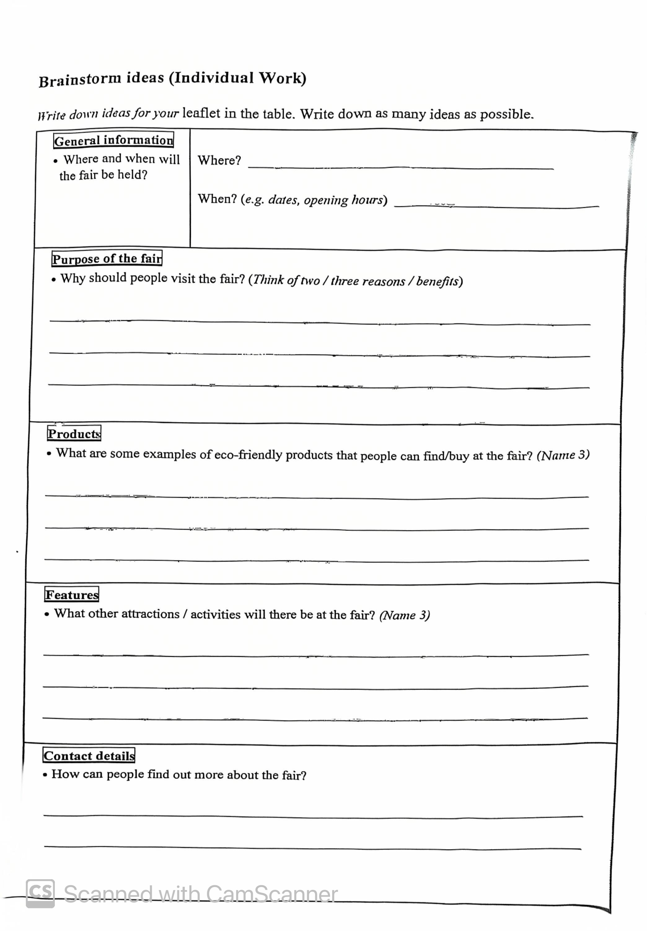 Brainstorm ideas (Individual Work) Write | StudyX