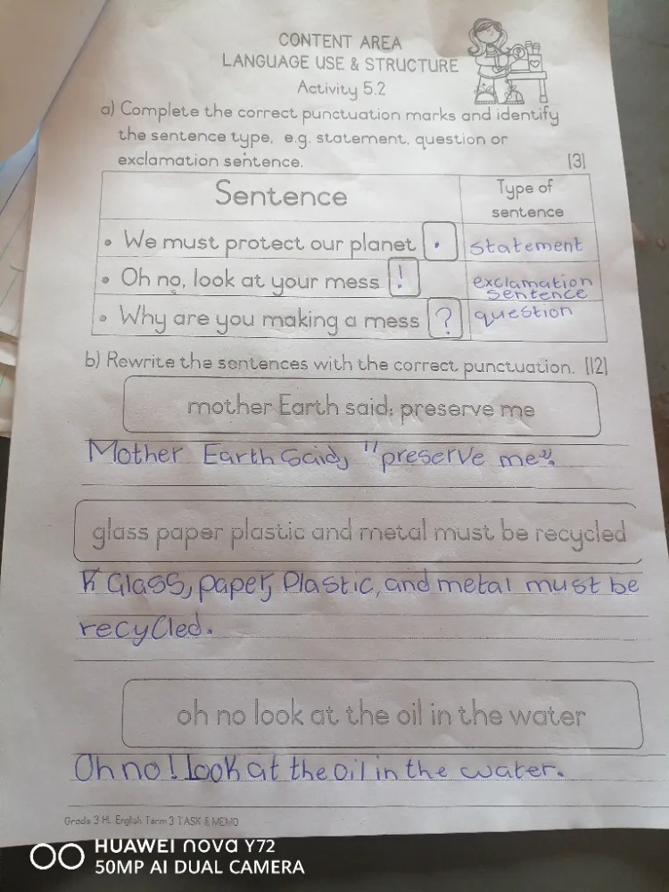 a) Complete the correct punctuation marks | StudyX