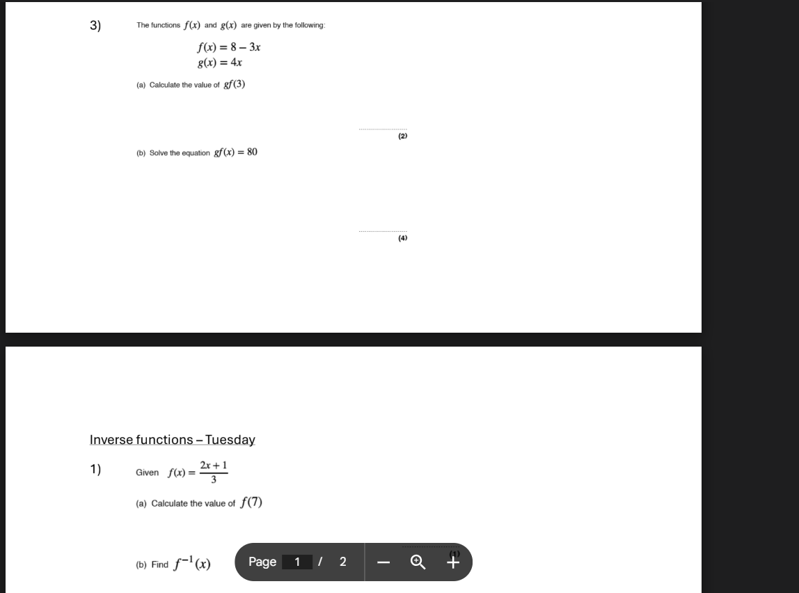 The functions \(f(x)\) and \(g(x)\) are | StudyX