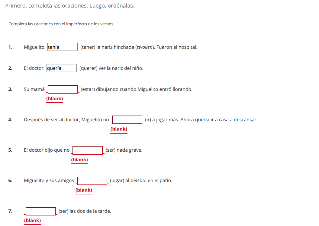 Primero, completa las oraciones. Luego, | StudyX