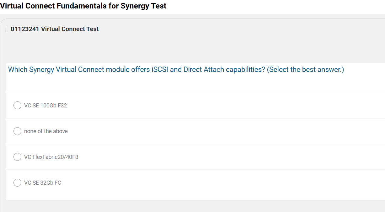 Which Synergy Virtual Connect module offers | StudyX