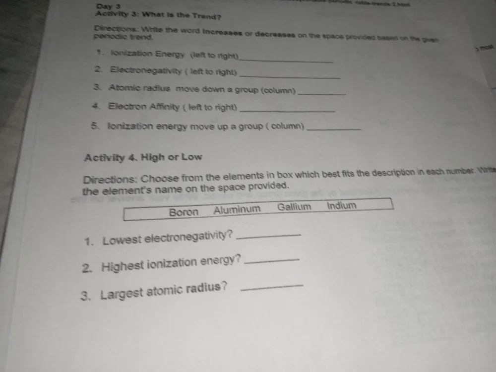 Activity 3: What is the Trend? Directions: | StudyX