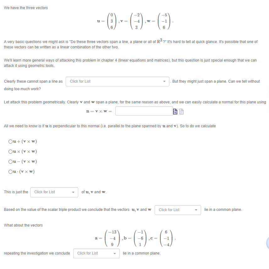 We have the three vectors $ {u} = 0 3 | StudyX