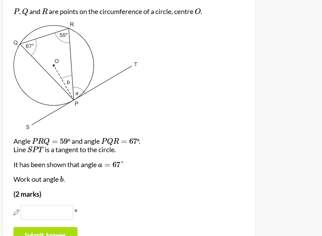 P, Q and R are points on the circumference | StudyX