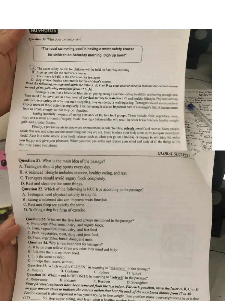 Question 30. What does the notice say? "The | StudyX