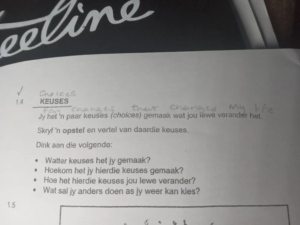 KEUSES Jy het 'n paar keuses (choices) | StudyX