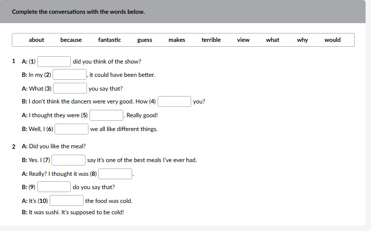 Complete the conversations with the words | StudyX