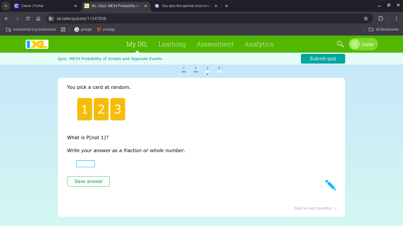 You pick a card at random 1 2 3 What is | StudyX