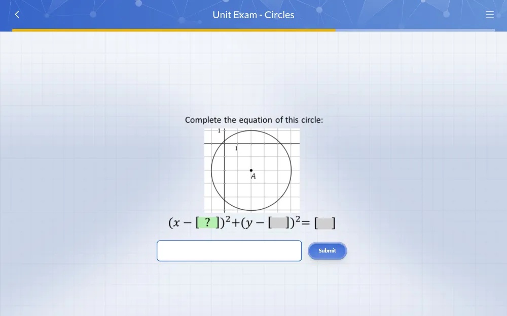 Complete the equation of this circle | StudyX
