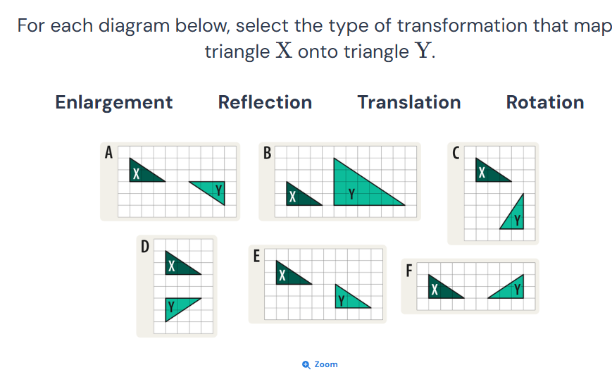 For each diagram below select the type of