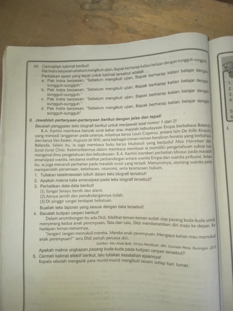 40. Cermatilah kalimat berikut! Pak Indra | StudyX