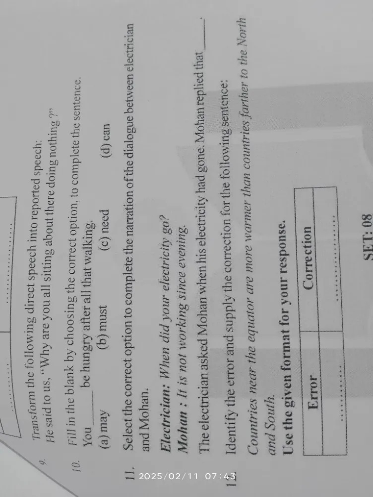 Transform the following direct speech into | StudyX