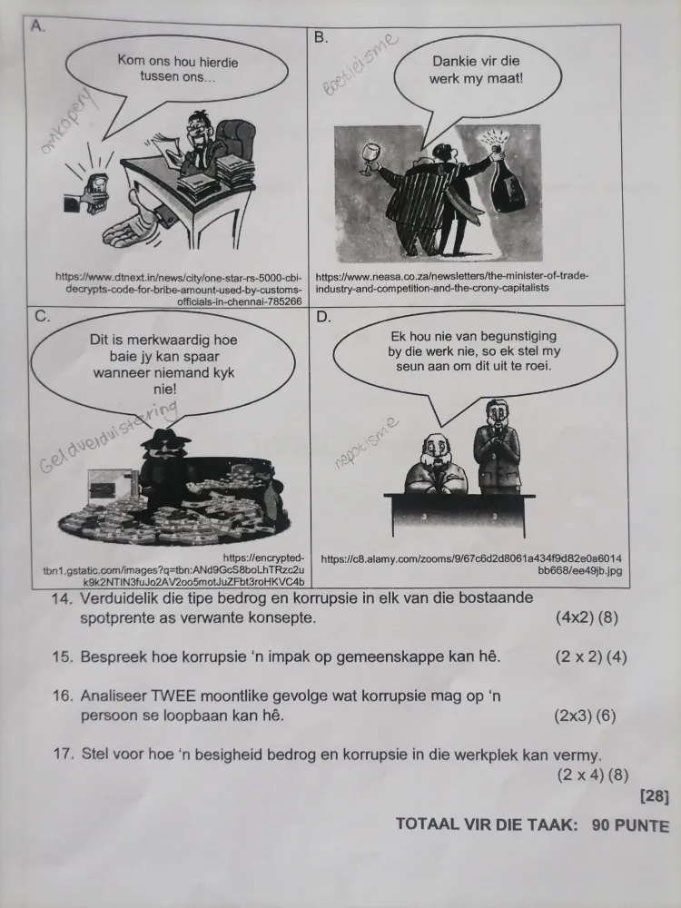14. Verduidelik die tipe bedrog en korrupsie | StudyX