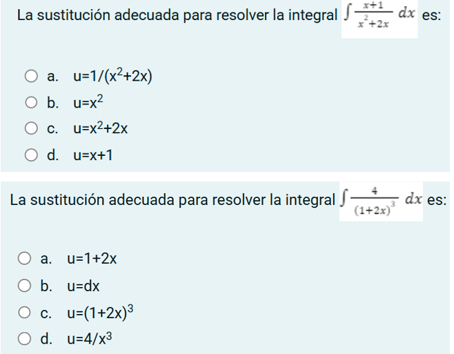 La sustitucin adecuada para resolver la | StudyX