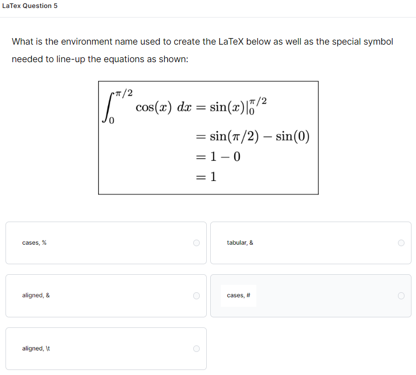 LaTex Question 5 What is the environment | StudyX