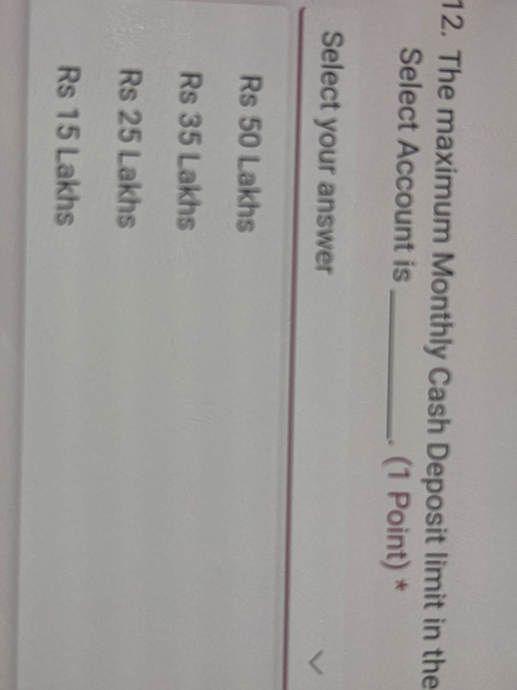 The maximum Monthly Cash Deposit limit in