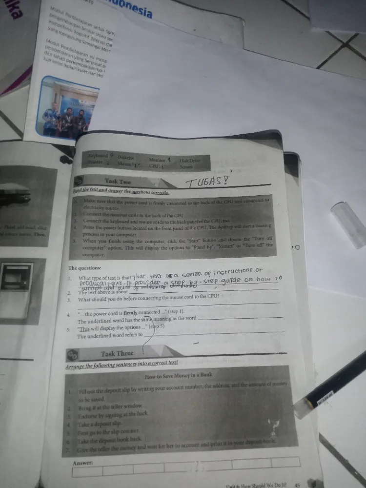 Task Two Read the text and answer the | StudyX