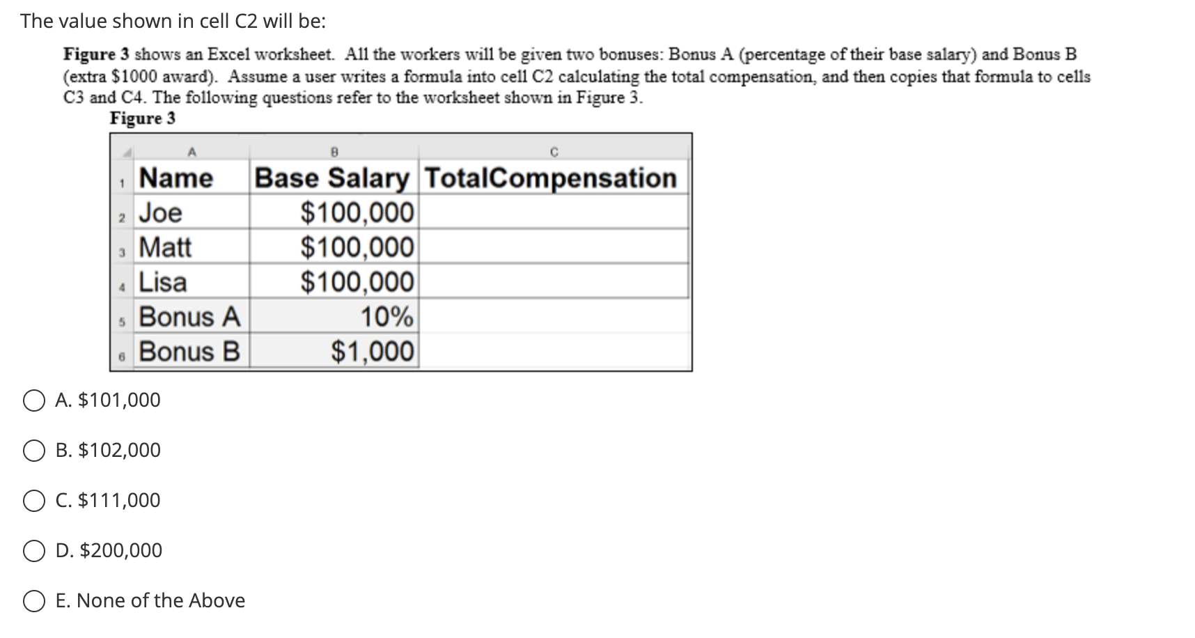 The value shown in cell C2 will be: Figure | StudyX