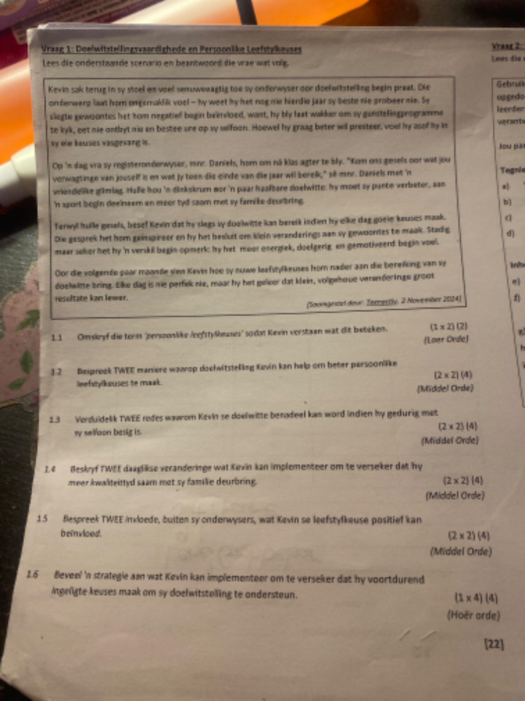 Vraag 1: Doelwitstellingswaardighede en | StudyX