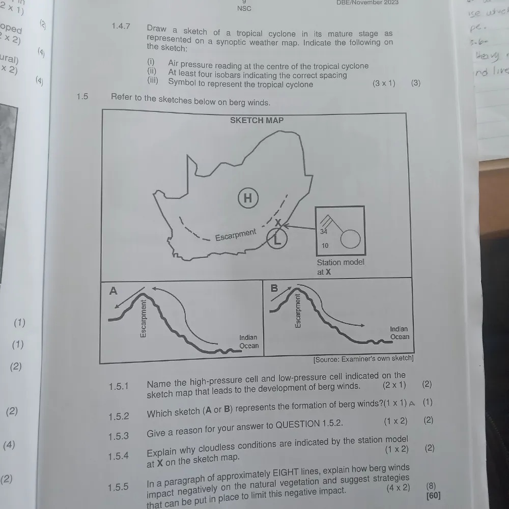 147 Draw a sketch of a tropical cyclone in