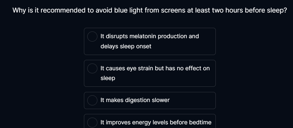 Why is it recommended to avoid blue light | StudyX