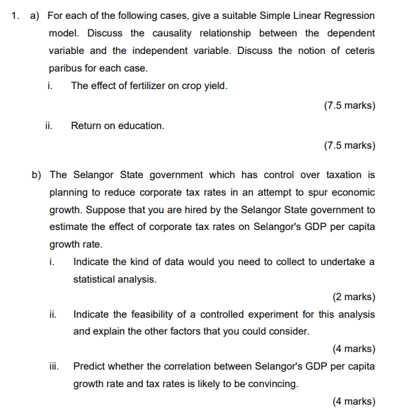 1 a) For each of the following cases give a | StudyX