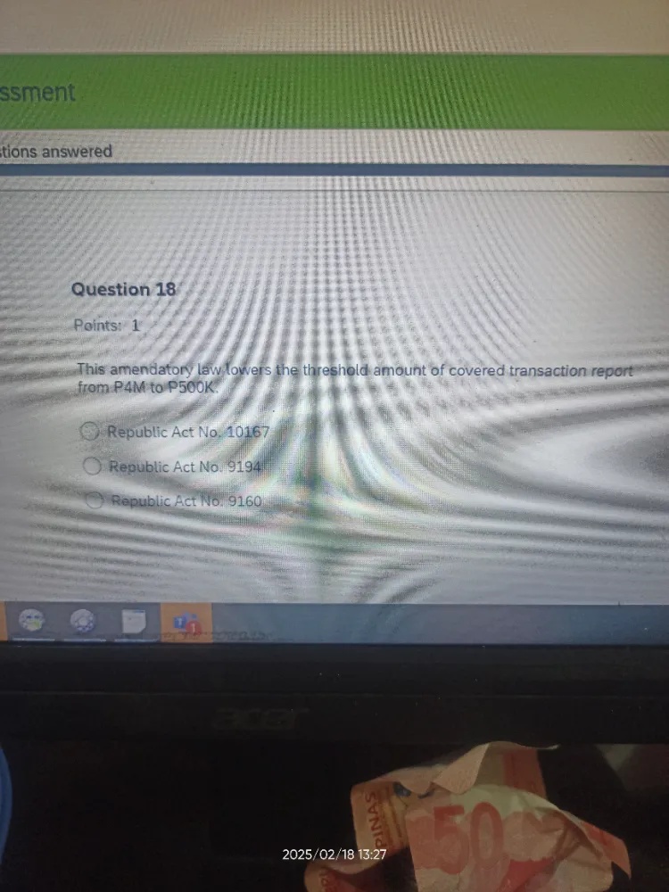 Question 18 Points 1 This amendatory law
