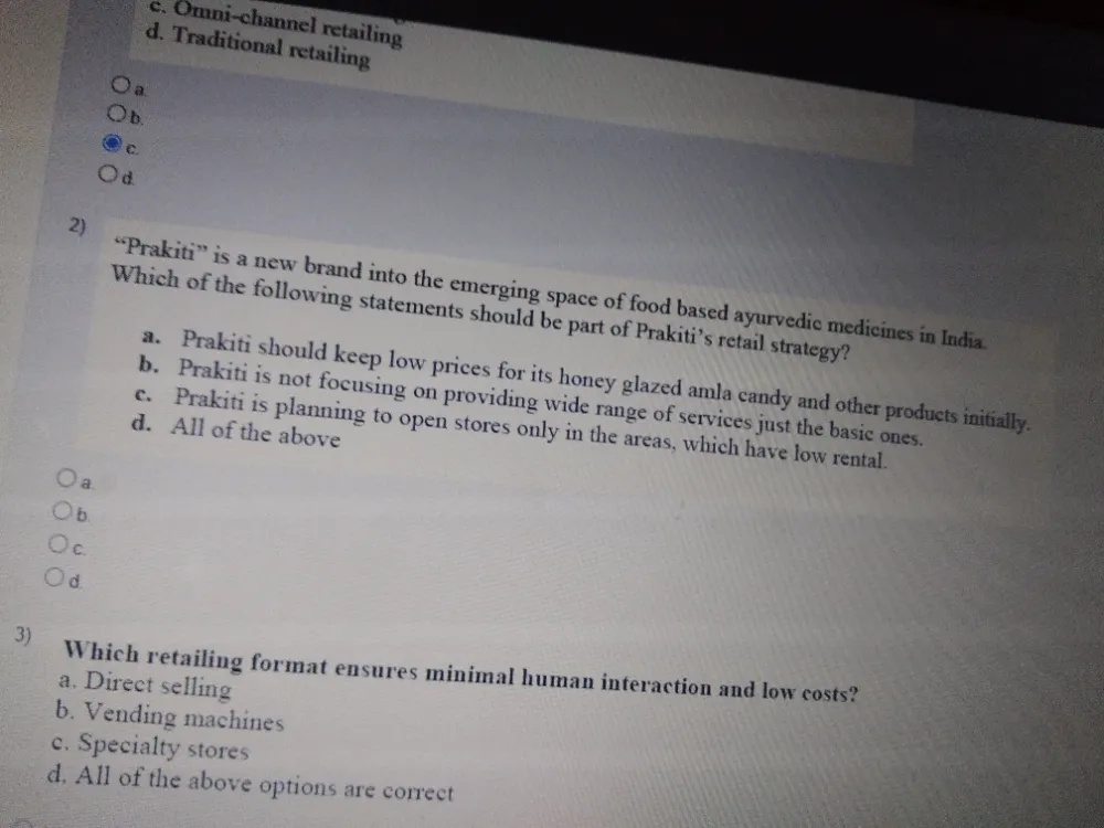 c Omni-channel retailing d Traditional | StudyX