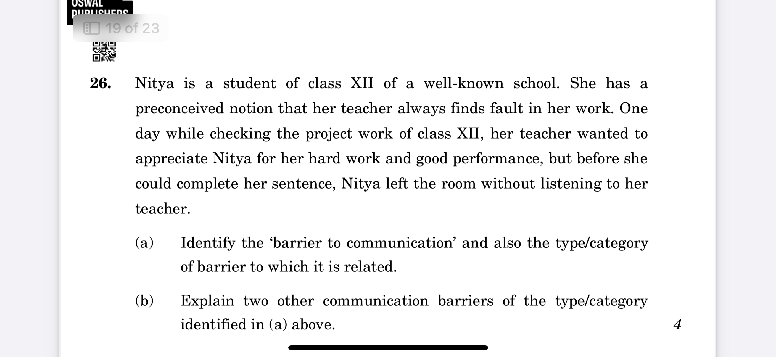 26. Nitya is a student of class XII of a | StudyX