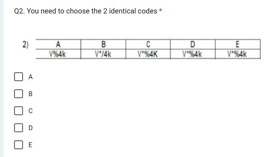 Q2. You need to choose the 2 identical codes | StudyX