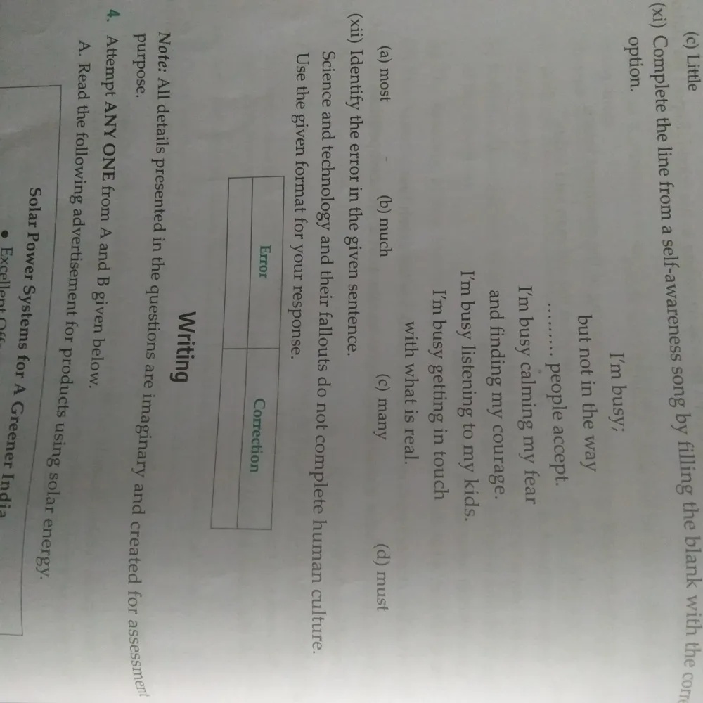 (c) Little (xi) Complete the line from a | StudyX