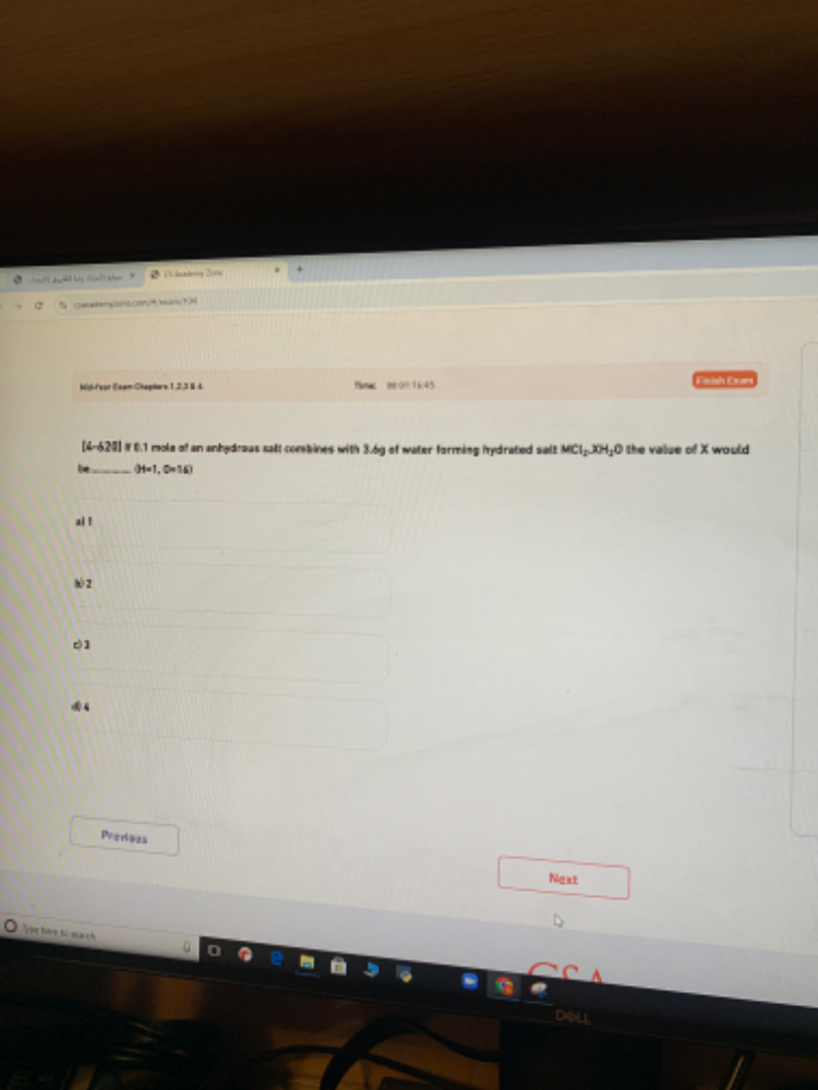 [4-620] 0.1 mole of an anhydrous salt | StudyX