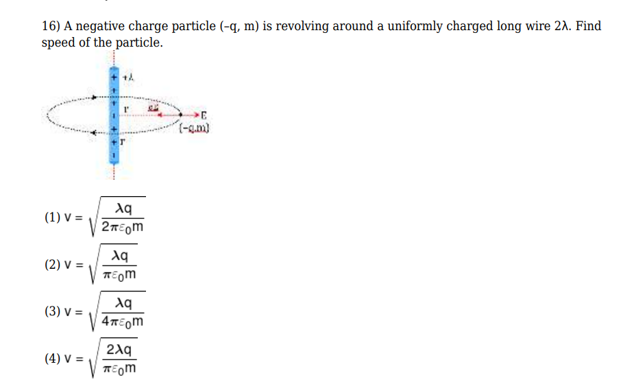 16) A negative charge particle (-q m) is | StudyX