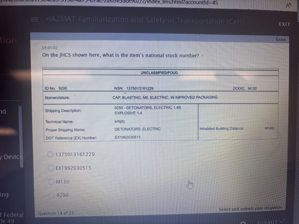 On the JHCS shown here what is the items | StudyX