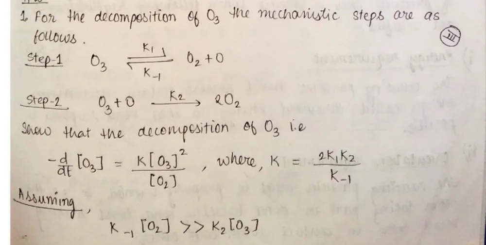 1. For the decomposition of O3 the | StudyX