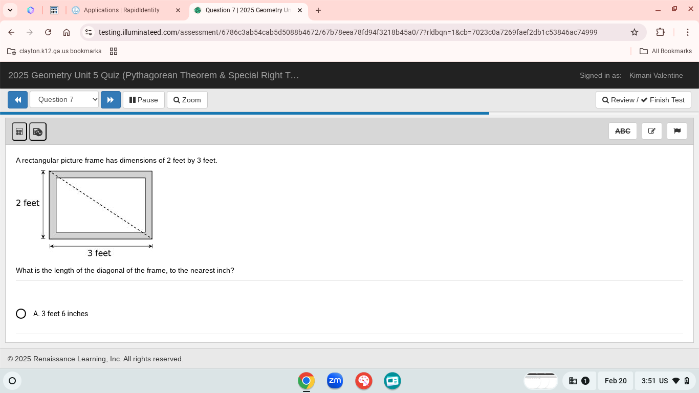A rectangular picture frame has dimensions | StudyX