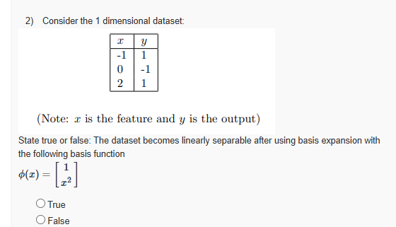 2) Consider the 1 dimensional dataset x y | StudyX