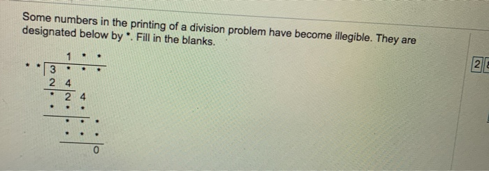 Some numbers in the printing of a division