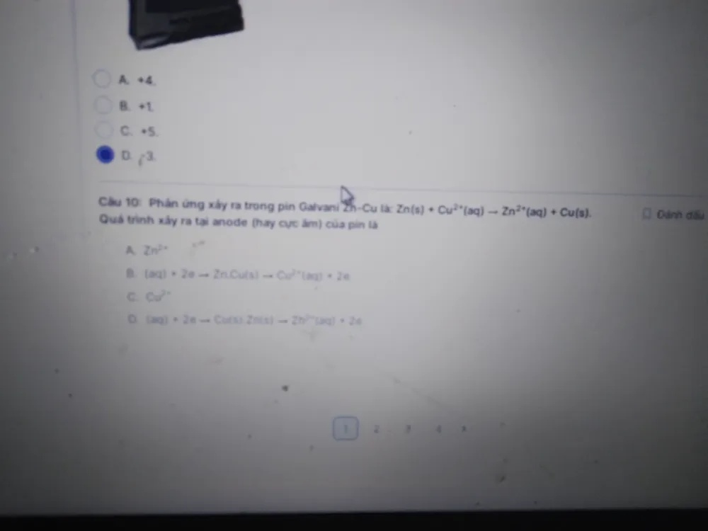 Câu 10: Phản ứng xảy ra trong pin Galvani | StudyX